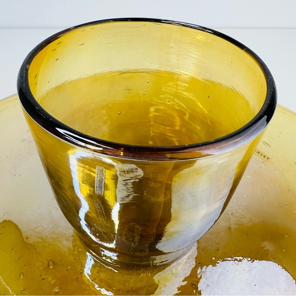 Anthropologie | Dining | Anthropologie Amber Recycled Glass Round ...